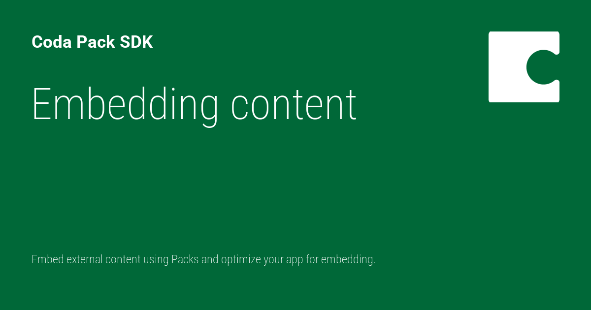 Embedding content - Coda Pack SDK