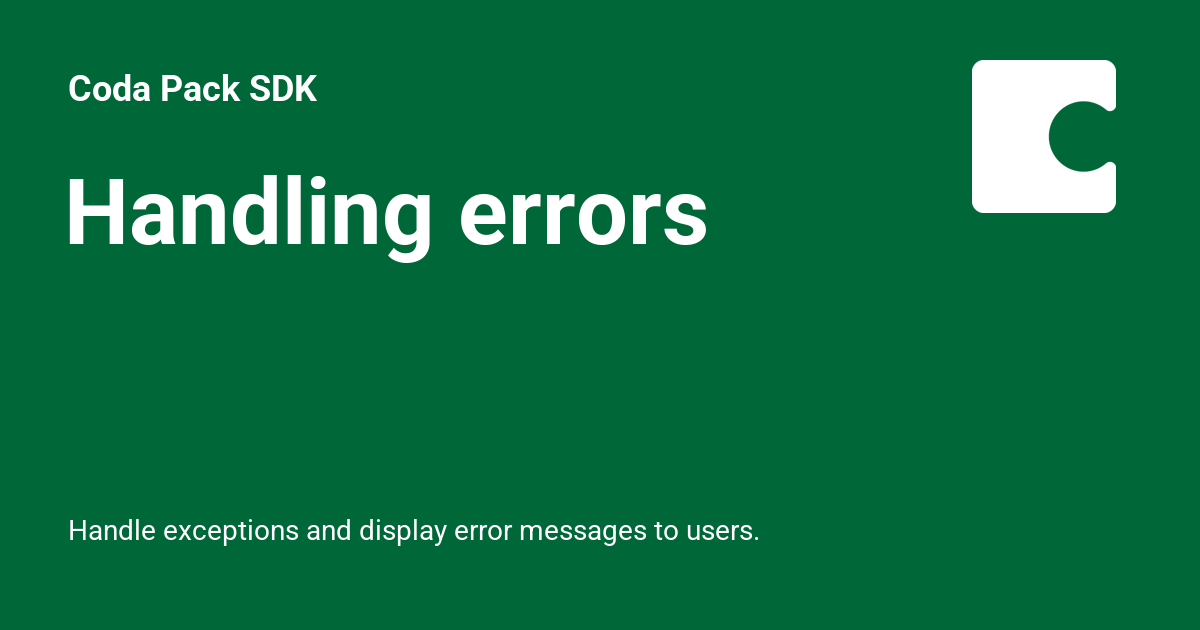 Handling errors - Coda Pack SDK