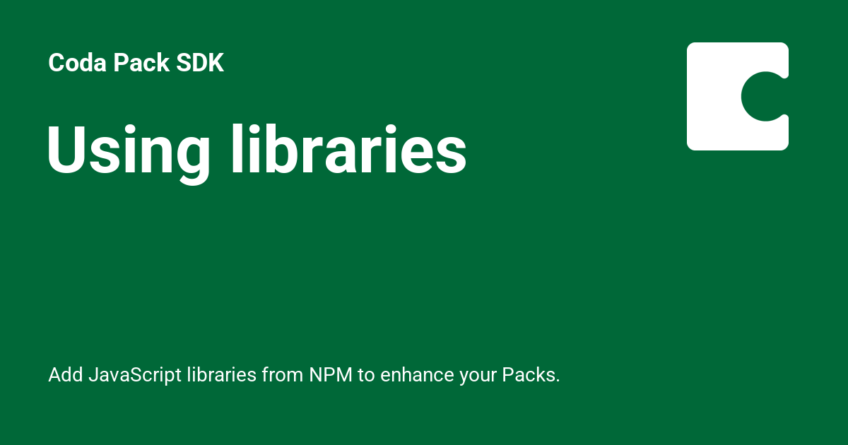 Using Libraries Coda Pack Sdk