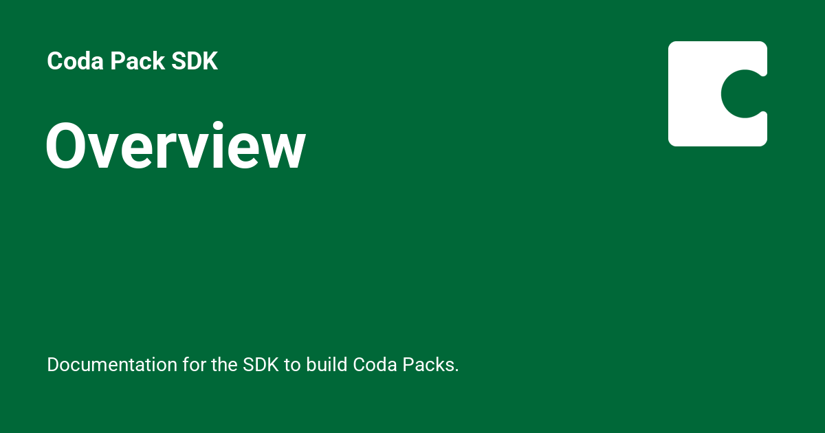 Overview Coda Pack Sdk 1697