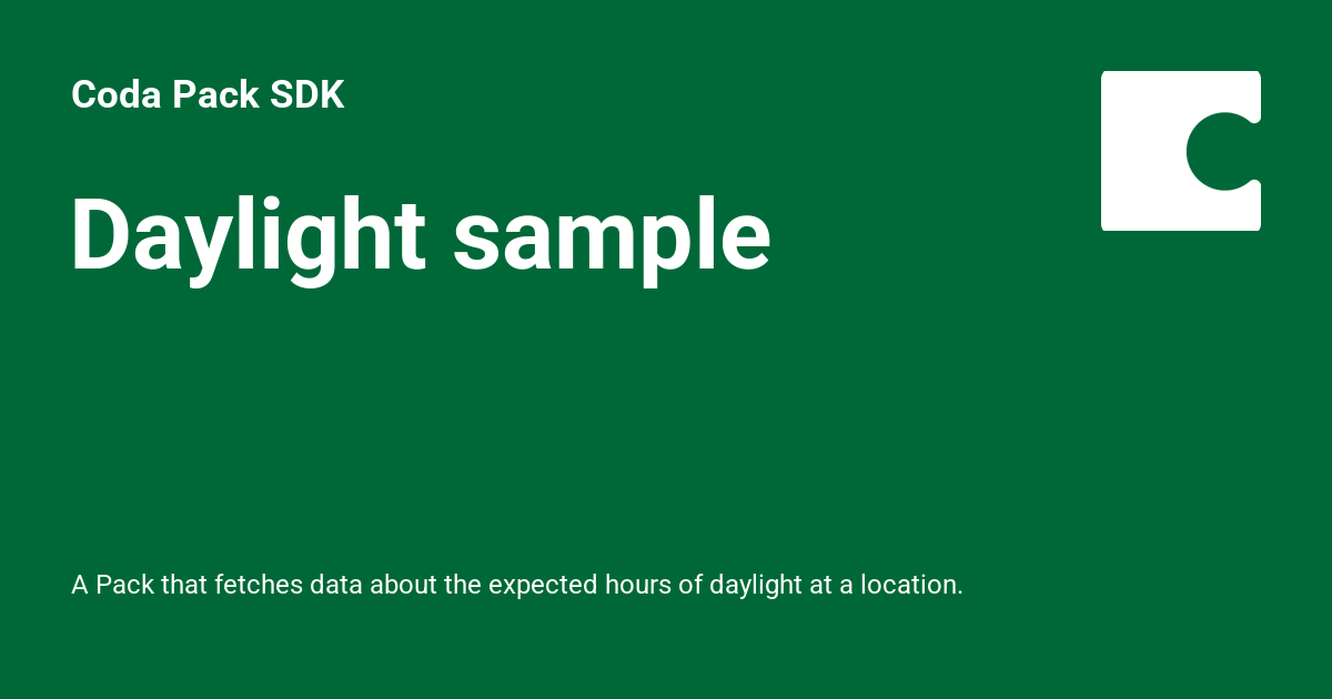 Daylight sample - Coda Pack SDK
