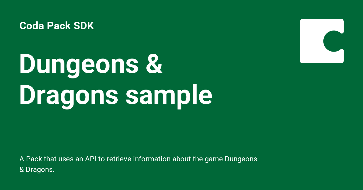 Dungeons & Dragons sample - Coda Pack SDK