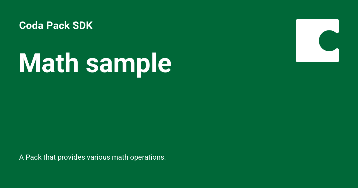Math sample - Coda Pack SDK