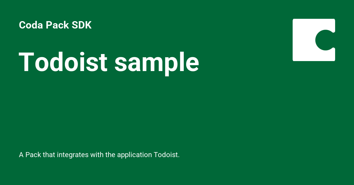 Todoist sample - Coda Pack SDK