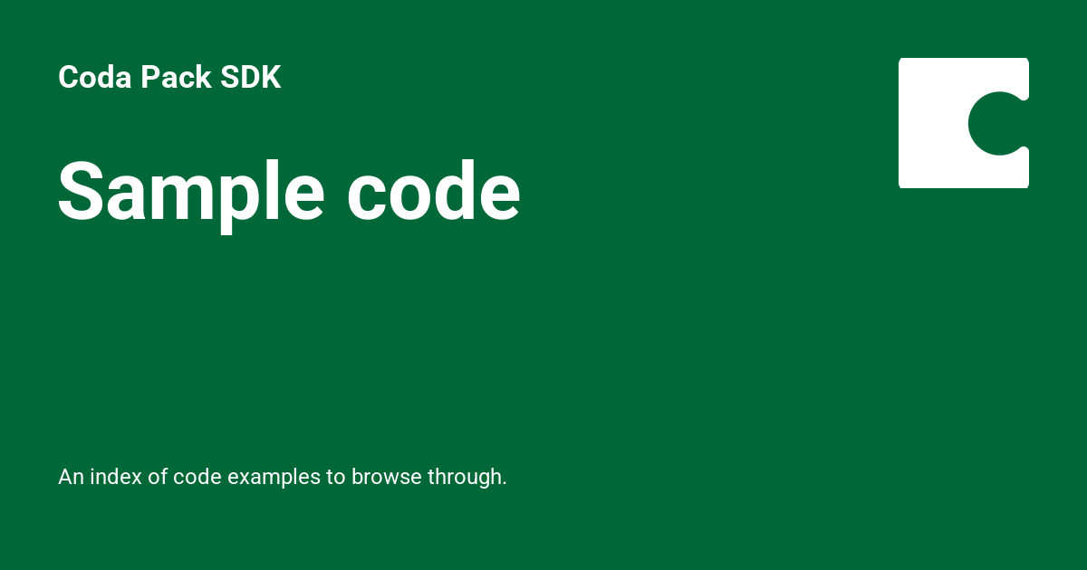 Sample code - Coda Pack SDK