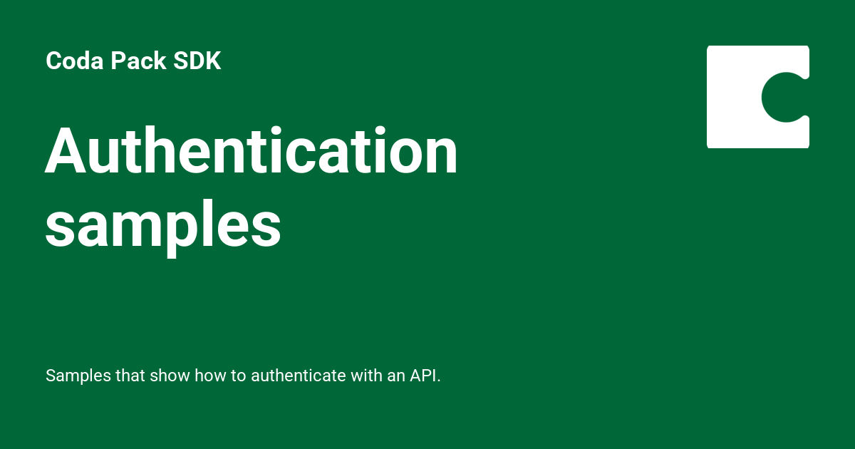 Authentication samples - Coda Pack SDK