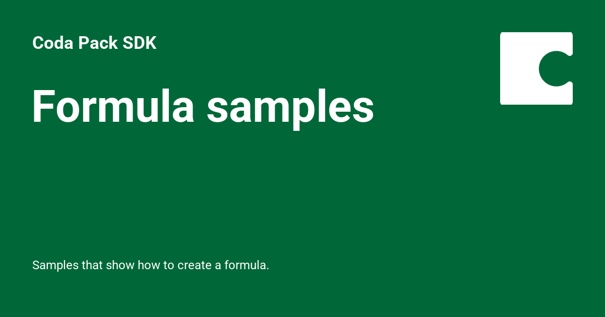 Formula samples - Coda Pack SDK