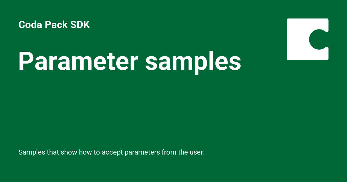 Parameter samples - Coda Pack SDK