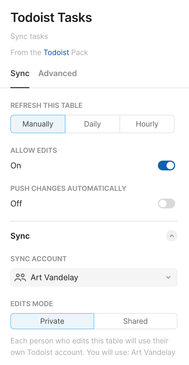 Enable edits on sync tables - Coda Pack SDK